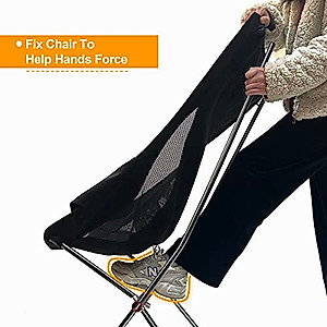 SHALLWE Ultralight High Back Folding Camping Chair, Upgraded All Aluminum Structure, Built-in Pillow, Side Pocket & Carry Bag, Compact & Heavy Duty for Outdoor Backpacking(Pitch-Dark)