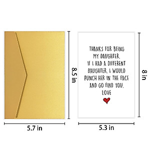 Funny Birthday Card for Daughter, Humorous Daughter Birthday Card, Hilarious Love You Card for Daughter, Thanks for Being My Daughter Card