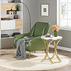 Tribesigns Small Round Sofa Side Table Set of 2, Contemporary Round Coffee Table, Accent Bedside Table (Faux Marble)