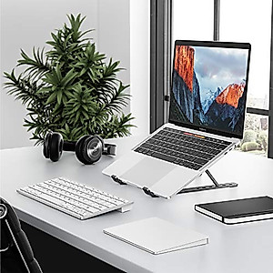 OMOTON Laptop Stand, Adjustable Laptop Stand for Desk, Portable Foldable Laptop Holder, Aluminum Laptop Cradle, Compatible MacBook Air, MacBook Pro, HP, Dell, Lenovo More (Up to 16 inch) (Black)