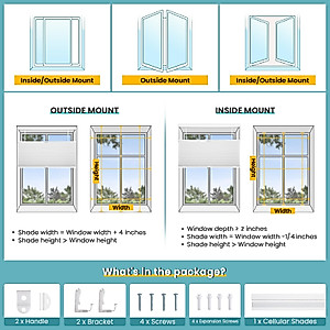 Grandekor Top Down Bottom Up Cellular Shades Cordless, Pull Down Honeycomb Blinds for Windows Room Darkening Blinds & Shades for Living Room Bedroom, Blackout, White, 31" Wx64 H