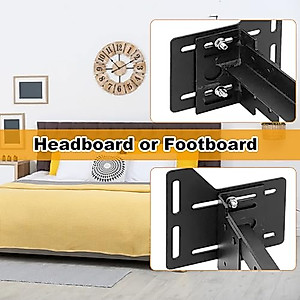 6Pcs Bed Frame Brackets Adapter for Headboard, Heavy Duty Bed Modification Plate, Headboard Brackets for Metal Bed Frame, Black