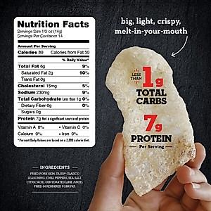 4505 Meats Tajin, Chicharrones, Fried Pork Rinds, Keto Certified, Family Size Bag, 14 Servings, 7 Ounce Bag