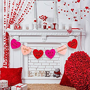 Whaline Valentine's Day Felt Heart Garland Banner for Indoor Outdoor Wedding Engagement Anniversary Party Favor(9.8 feet)