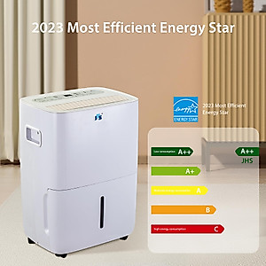 JHS 50 Pints Dehumidifier for Spaces up to 4,500 sq. ft at Home with Drain Hose, Reusable Air Filter, and 2.1 Gal Water Bucket, Perfect for Bedrooms Bathrooms Basements