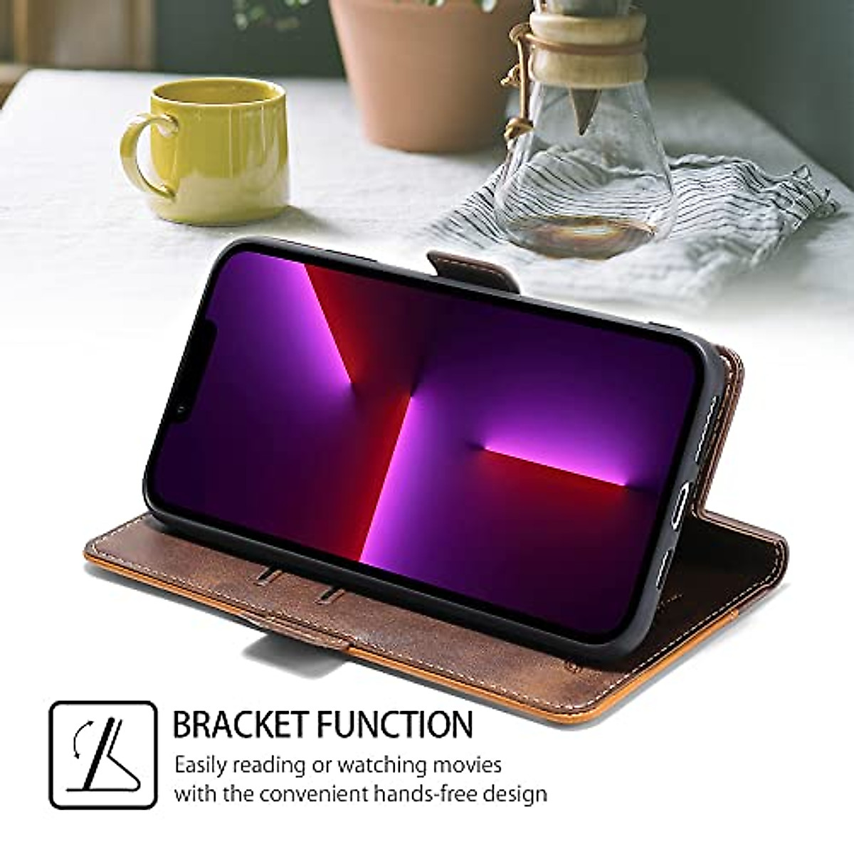 Fansipro Wallet Folio Case for Samsung Galaxy S9 Plus, Premium PU Leather Slim Fit Cover for Galaxy S9 Plus, 2 Card Slots, Friendly Fit, Brown & Golden
