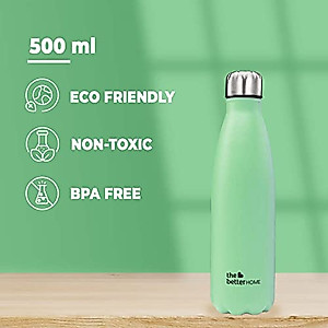 The Better Home 500 Stainless Steel Insulated Water Bottle | Thermos Flask 500ml | Hot and Cold Steel Water Bottle 500ml | Food Grade & BPA Free Insulated Water Bottles (Pack of 2)