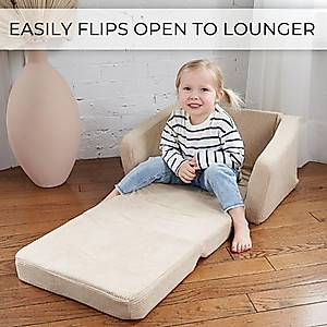 ZICOTO Comfy Kids Chair for Toddler - Convertible 2 in 1 Lounger Easily Unfolds Into a Super Soft Couch to Sleep On - Modern Fold Out Sofa for Babies Fits Nicely with Any Decor