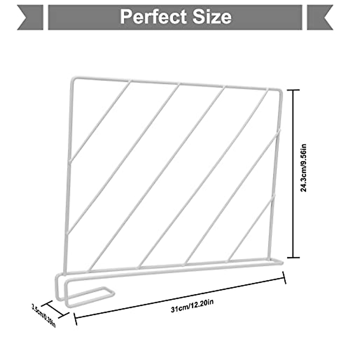 Hiziwimi 6 PCS White Metal Shelf Dividers, Multi-Functional Shelf Separator, Adjustable Clothing Organizer, White Hollow Dividers for Storage, Wood Closet, Kitchen and Office Shelves (White-6pc)