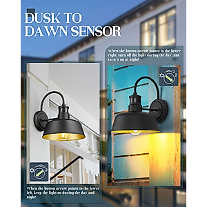 Seovix Motion Sensor Outdoor Barn Lights, Dusk to Dawn Outdoor Wall Light Fixtures with E26 Base Socket, IP65 Waterproof Exterior porch light for Garage, Entrance, Doorway, Entryways, HS2213-1