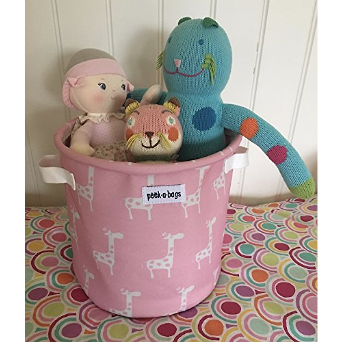 Toy Storage Organizer Canvas Bin, PEEK-A-BAGS Kid's Toy Storage - Books, Blocks, Baby Toys, Legos, Small Stuffed Animals. Organize Nursery, Bedroom, Playroom, Living Room, & Closets.