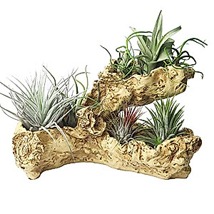 Faux Driftwood Planter Sculpture Multilayer Log Planter Artificial Tree Root Stump Style Flower Pot Indoor&Outdoor Planter (Multilayer)