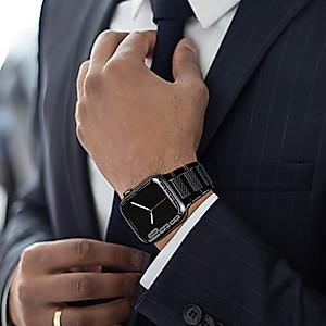 iiteeology Carbon Band Compatible with Apple Watch 49mm 45mm 44mm 42mm, Upgraded Light Genuine Carbon Fiber Band with Stainless Steel Clasp for Men, Black