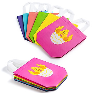 JOYIN 24 Pcs Easter Gift Bags with Handles for Kids, Non Woven Tote Goodie Bags Candy Bags Party Treat Bags for Easter Egg Hunt, Easter Kids Party Favor Supplies
