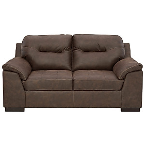 Signature Design by Ashley Maderla Oversized Faux Leather Loveseat, Dark Brown