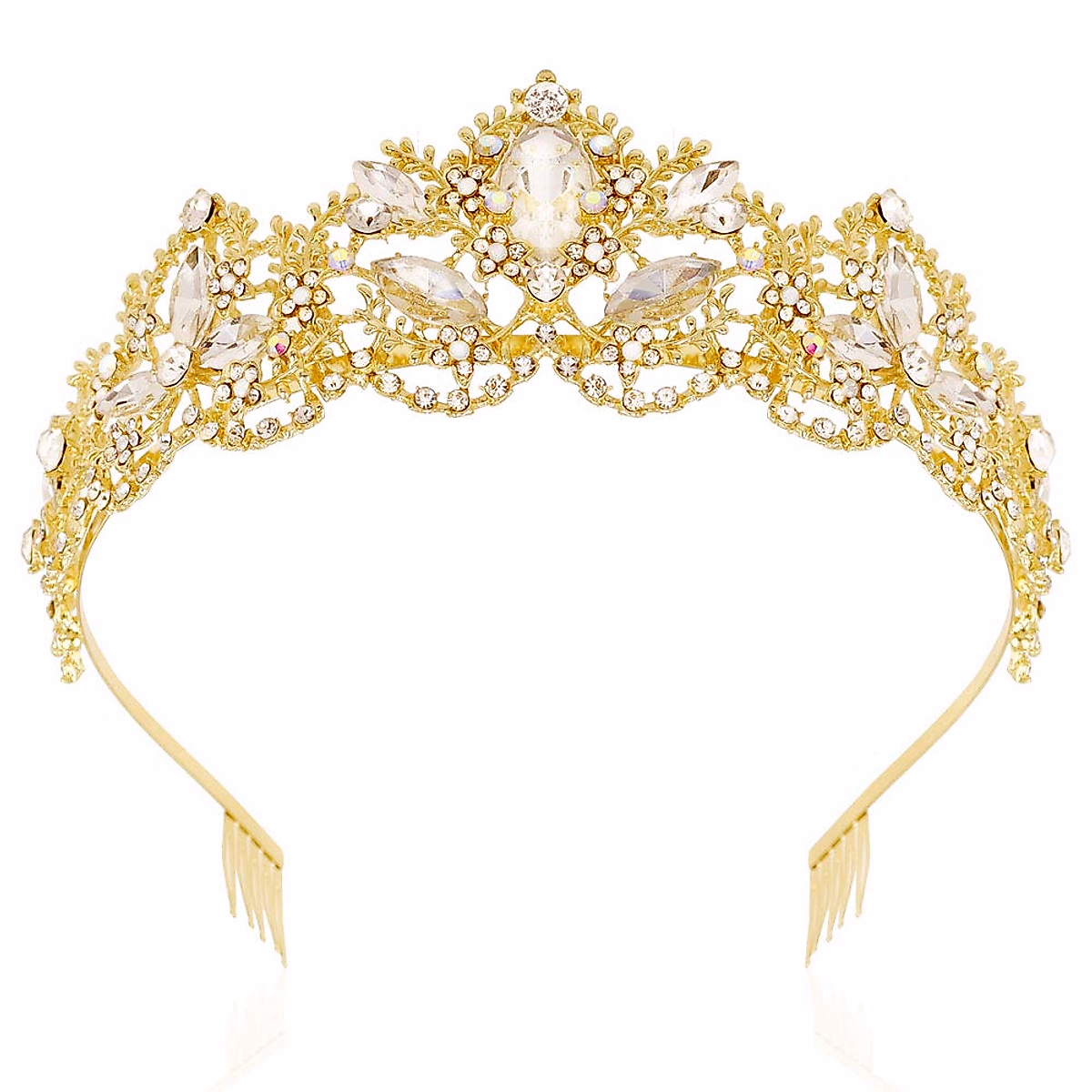 NODG Gold Tiaras Crowns for Women Girls Tiara with Comb Baroque Crystal Crowns for Bridal Queen Princess Girls at Wedding Birthday Pageant Party