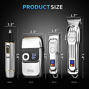 DSP 4-in-1 Pro Barber Kit: Cordless Hair Clipper, Trimmer, Shaver & Nose Hair Remover - Styling & Grooming Set with Scissors, Fade Tools, LED Display