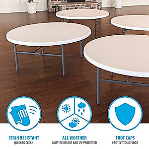 Lifetime 42673 Commercial Round Folding Table (4 Pack), 6', White