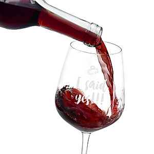 Futtumy I Said Yes, That's What She Said Wine Glass and Beer Glass Set for Him Her Couples Newlyweds, Novelty Wine Gift for Engagement Proposal Valentine's Day Wedding Bridal Shower, 15Oz (Set of 2)