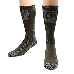 MIRMARU M202-Medium-Men's 5 Pairs Multi Performance Outdoor Sports Hiking Trekking Crew Socks (2Black,2Olive,1Char)