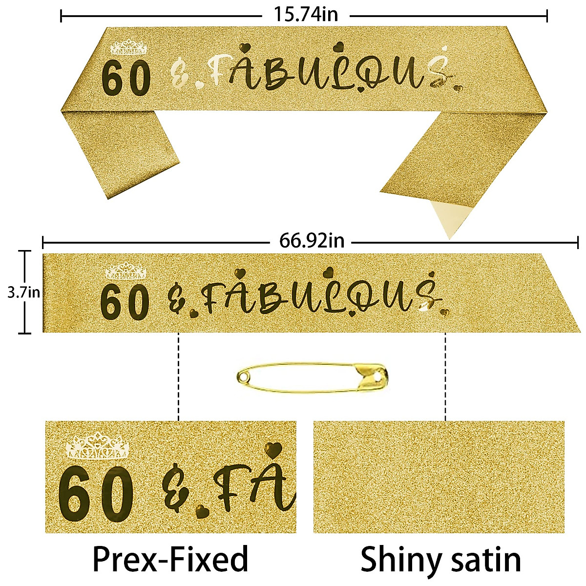 60th Birthday Gift for Her,60 and Fabulous,60th Bday Tiara and Sash,60th Birthday Crown,60th Birthday Sash,Gift for 60 Year Old Woman,60th Birthday Party Supplies,60th Birthday Decoration for Women