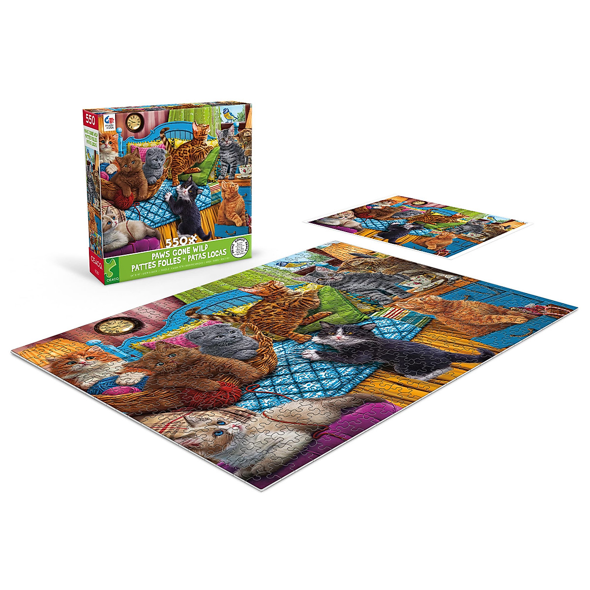 Ceaco - Paws Gone Wild Collection - Cute Kittens - 550 Piece Jigsaw Puzzle