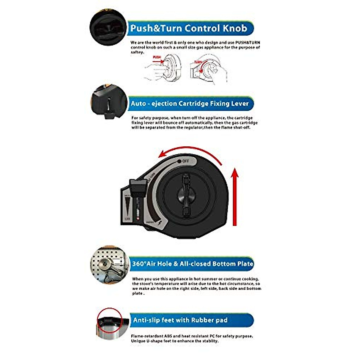 Maxsun Portable Gas Stove MS-7 (Silver) 11,500 BTU, Extreme High Power, Camp Stove, w/Carrying Case