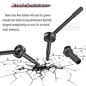 RCMYou RC Stainless Steel Drive Shaft CVD Upgrades Part for 1/10 Slash VXL 4X4,Rustler VXL 4X4,Stampede VXL 4X4,Hoss VXL 4X4 4WD,4PCS Front Rear #45 Axles with Hex,Black