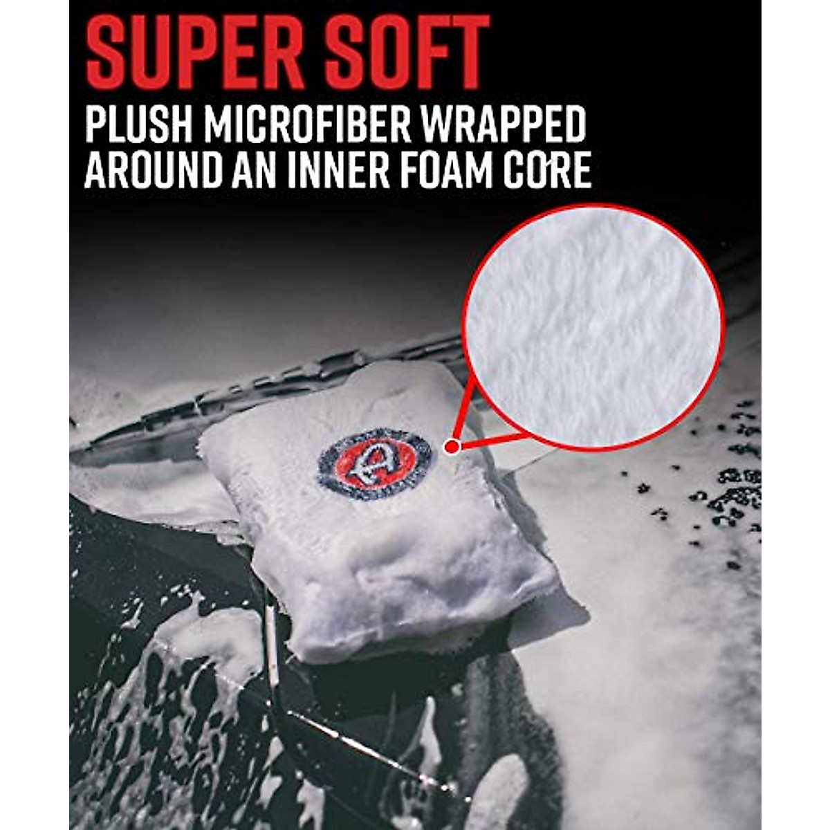 Adam's Microfiber Car Wash Sponge – Premium Scratch Free Microfiber Mitt for Car Cleaning | Car Detailing Accessory Works with Bucket, Car Shampoo Soap, Foam Cannon or Foam Gun | Boat RV Motorycle