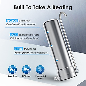 Waterdrop 5-Stage Stainless Steel Countertop Water Filter, Reduces Heavy Metals, Bad Taste, Chlorine, Up to 99% of Impurities, 2 Pack