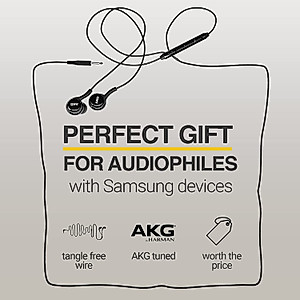 ElloGear 2023 OEM Earbuds Stereo Headphones for Samsung Galaxy S10 S10e Plus A31 A71 Cable - Designed by AKG - with Microphone and Volume Buttons (Black) with Carrying Pouch