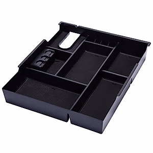JDMCAR Compatible with Toyota Tundra Accessories 2014-2021 Center Console Organizer, Insert ABS Black Materials Tray, Armrest Secondary Storage Box - Full Tray