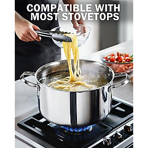 Cooks Standard Multi-Ply Clad Stainless Steel Stock Pot, 7-Quart Pasta Cooking Canning Dutch Oven Pot with Lid, Deep Stockpot Induction Cookware