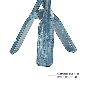 Powell Round Top Shanice Oar Side Table, Coastal Blue and White (PAMZN2087)