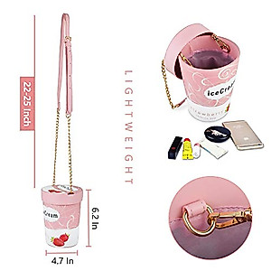 USTYLE Ice Cream Shaped Crossbody Bag, Cute Novelty with Adjustable Strap for Girl Women Cartoon Shoulder Bag (pink)
