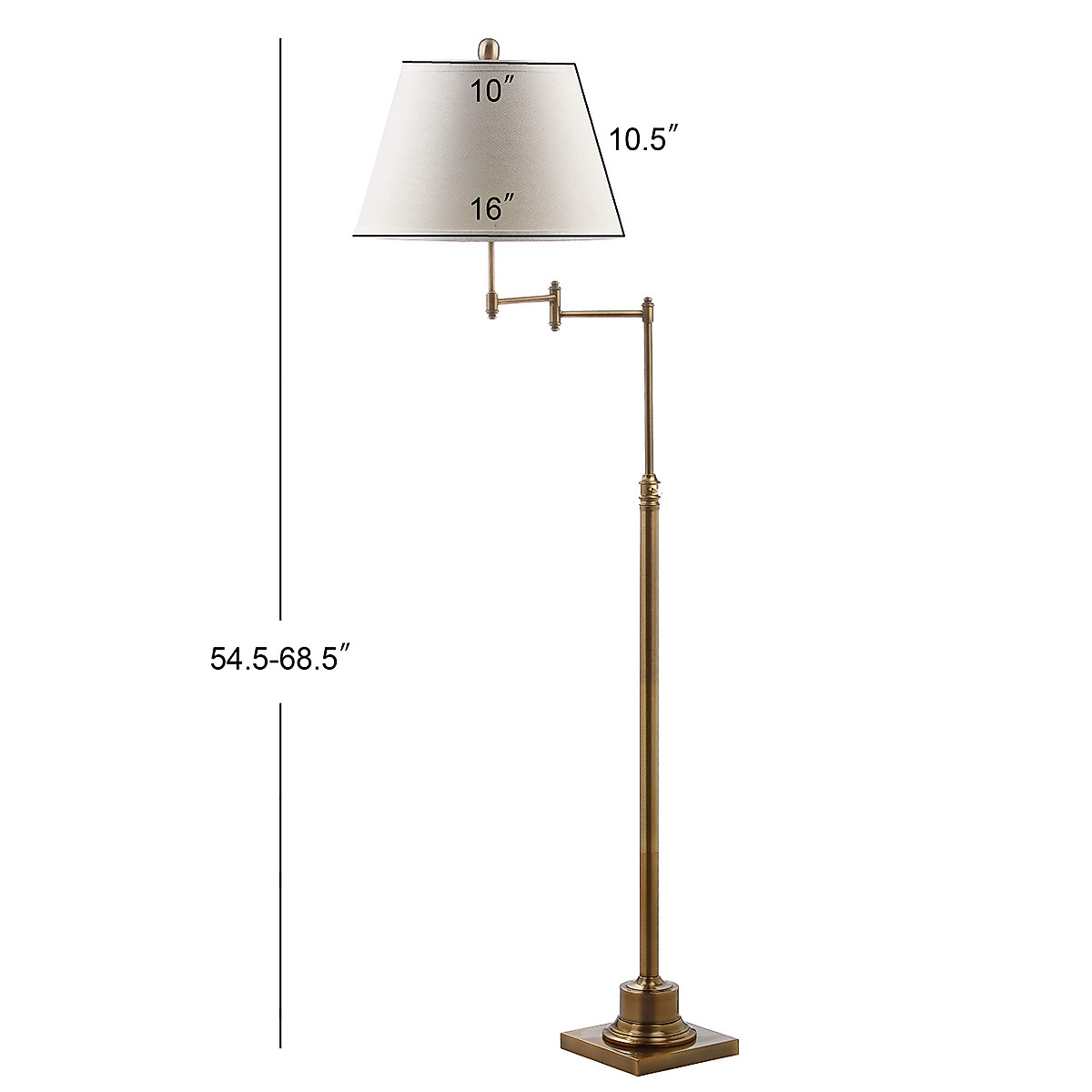 SAFAVIEH Lighting Collection Ingram Swivel Swing Arm Gold 60-inch Living Room Bedroom Home Office Standing Floor Lamp (LED Bulb Included)