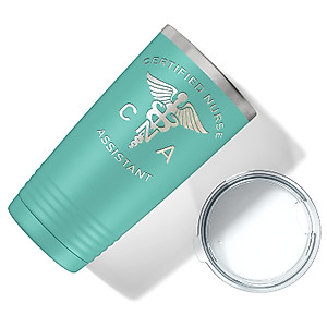 CNA Certified Nurse Assistant Gift on Seafoam 20 oz Stainless Steel Tumbler with Lid - Insulated Cup - Travel Mug
