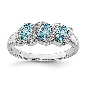 IceCarats 925 Sterling Silver Swiss Blue Topaz Diamond Ring Gemstone Band Size 8.00