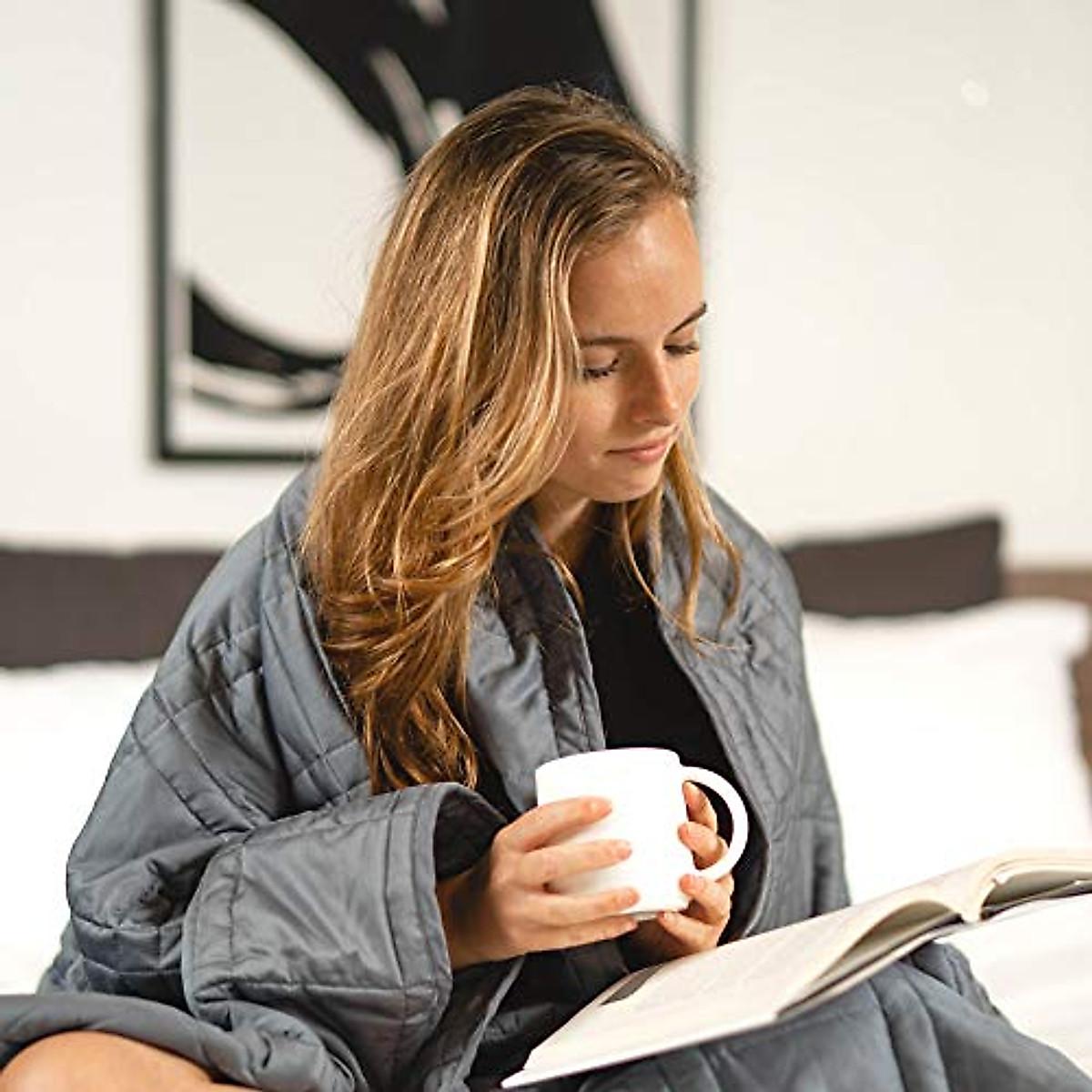 Aviano Premium Bamboo Cooling Weighted Blanket for Adults - 20 lbs (Stone Blue) for Queen Size Bed (60x80 in.) - Heavy Blankets for Restlessness