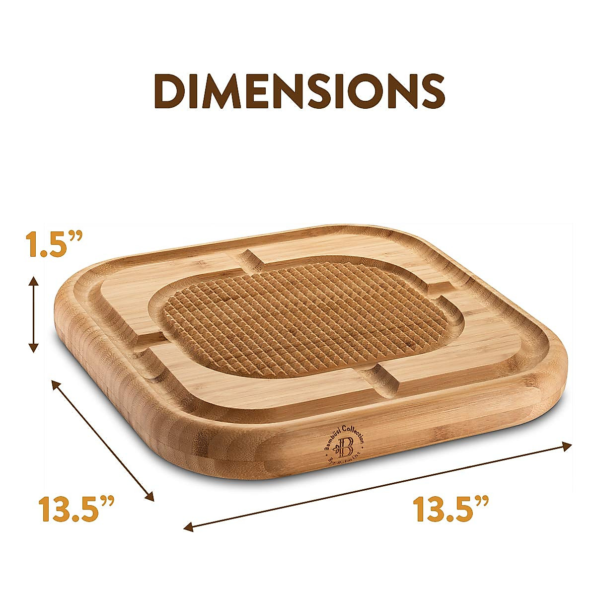 Bamboo Carving Cutting Board - Heavy Duty Steak Butcher Block with Deep Grooves - Kitchen Wood Chopping Board - Reversible, Oversized, Thick Serving Tray with Spikes, Stabilizes Meat While Carving