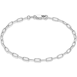 Amazon Essentials Sterling Silver Plated Paperclip Chain Bracelet 7.5", Sterling Silver