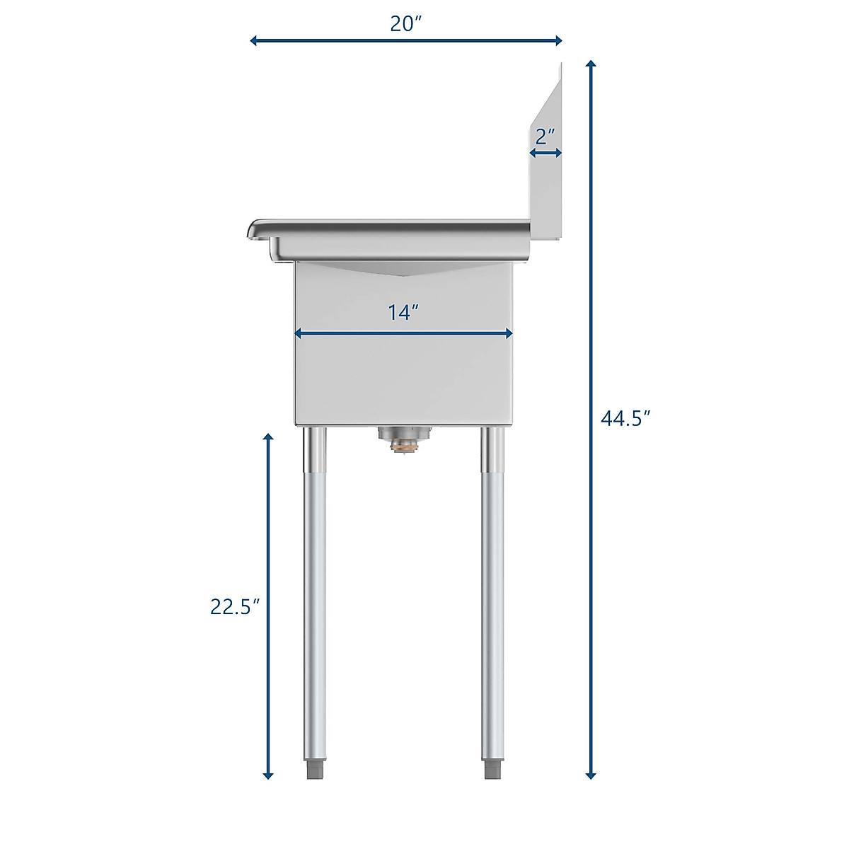 KoolMore - SA101410-10B3 1 Compartment Stainless Steel NSF Commercial Kitchen Prep & Utility Sink with 2 Drainboards - Bowl Size 10" x 14" x 10", Silver