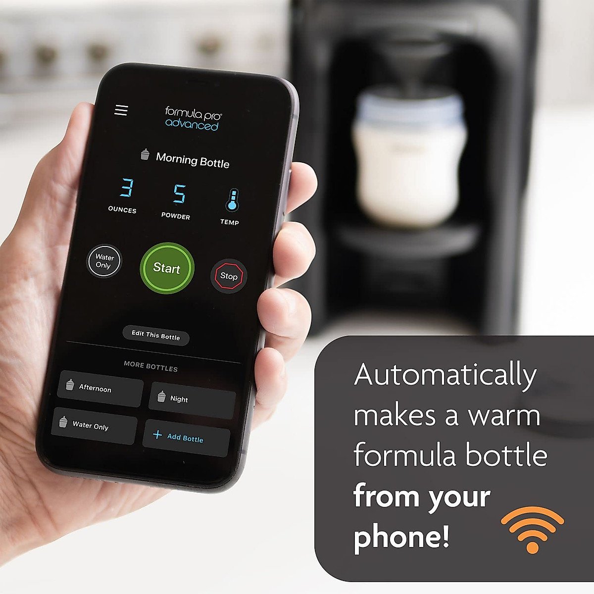 Formula Pro Advanced WiFi Formula Dispenser - Automatically Mix a Warm Formula Bottle From Your Phone Instantly – Easily Make Bottle With Automatic Powder Blending Machine, Black
