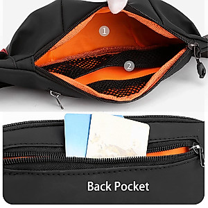 DAZZLESUN Men Waterproof Sling Bag Travel Waist Bag Woman Lightweight Black Crossbody Shoulder Backpack for Biking Hiking Work