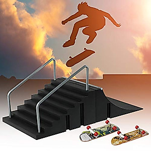 Skate Park Kit, ideallife Skate Park Kit Ramp Parts for Finger Skateboard Fingerboard Ramp Skate Park Kit Part Training Props with 2 Finger Skateboard (2PCS)