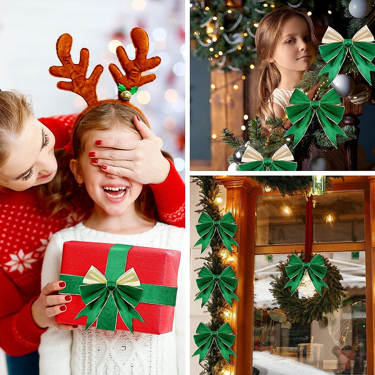 MTLEE Velvet Ribbon Iron Wired 10 Yard Gold Ribbon Soft Velvet Ribbon Fabric Gold Ribbon for Wedding Decor Gift Wrapping, Crafts, and Decorations with Metallic Gold Backing(Green Gold,2.5 Inch)