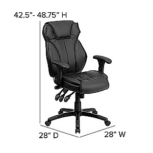 High Back Black LeatherSoft Multifunction Executive Swivel Ergonomic Office Chair with Lumbar Support Knob with Arms