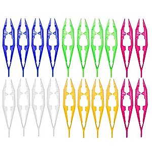 20 Assorted Colors Plastic Tweezers, 4.3Inch Craft Forceps for Beading Projects Craft for Handmade DIY Crafts Jewelry Making Kids Adult Family Home Classroom School Use Creative Game Tools