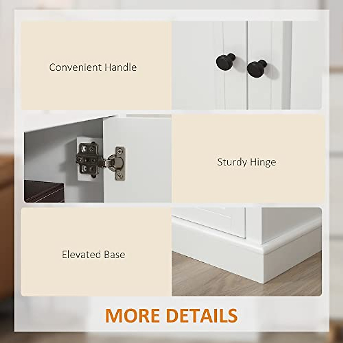 HOMCOM Sideboard Buffet Cabinet, Kitchen Cabinet, Coffee Bar Cabinet with 2 Drawers and Double Door Cupboard for Living Room, Entryway, White