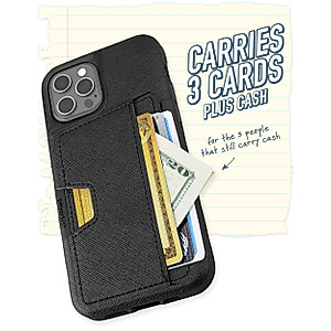 Smartish iPhone 12/12 Pro Wallet Case - Wallet Slayer Vol. 2 [Slim Protective Kickstand] Credit Card Holder (Silk) - Black Tie Affair